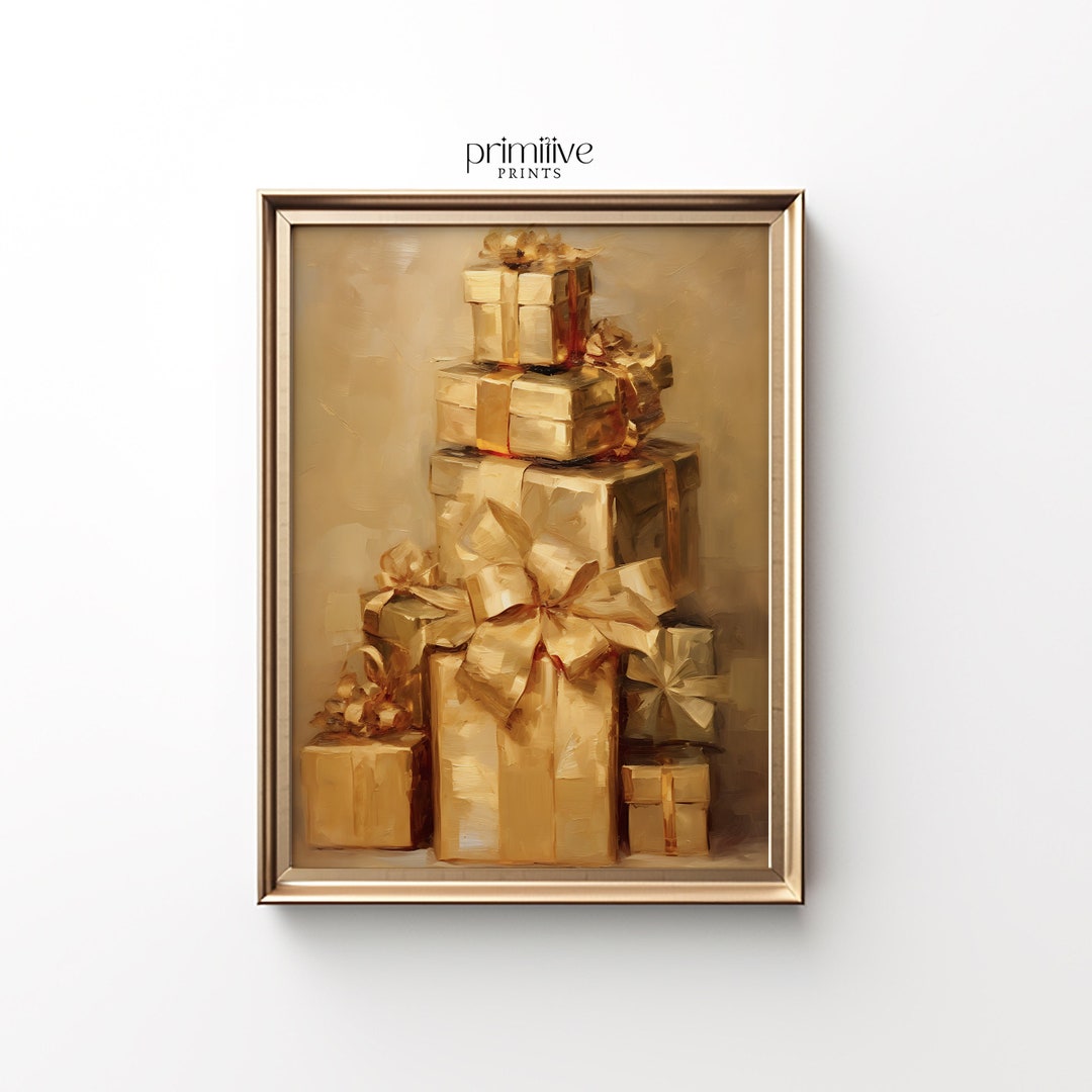 Gold Gifts PRINTABLE Wall Art Christmas Home Decor Vintage Holiday ...