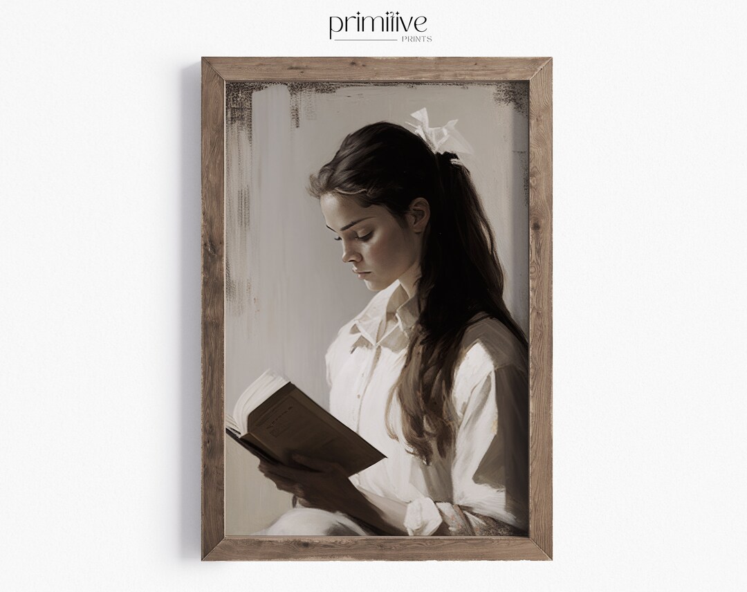 Woman Reading Portrait Print Vintage PRINTABLE Wall Art Book Lover ...