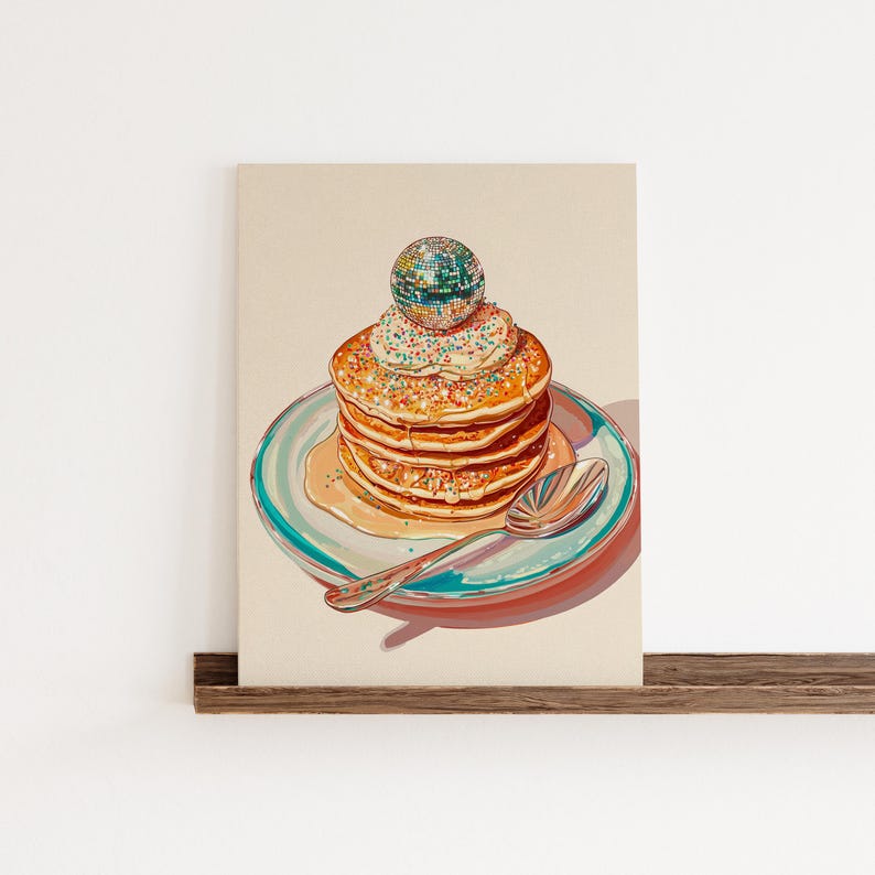 Disco Pancakes Retro Print | Trendy Foodie Wall Art (digital Download ...