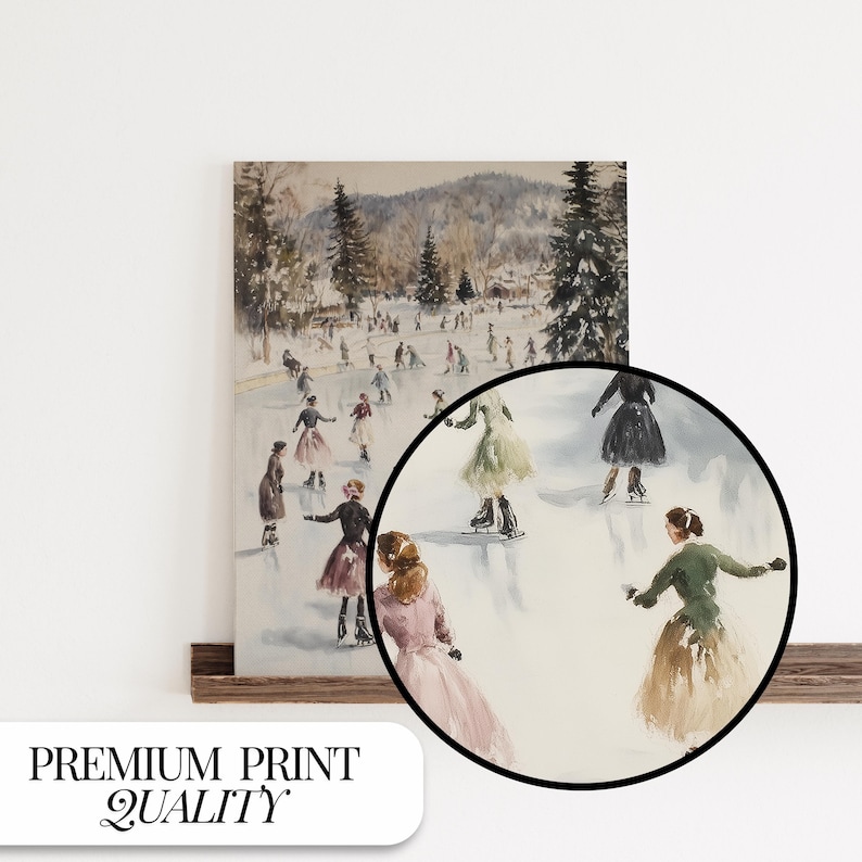 Victorian Ice Skating Print | Winter Pond Scene (digital Download) - Etsy