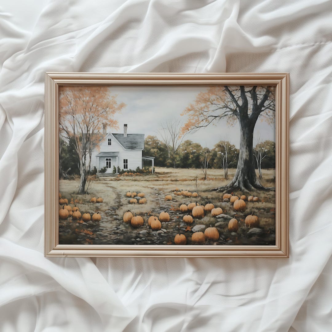 Fall Farmhouse Print | Autumn PRINTABLE Art | Country Pumpkin Print ...