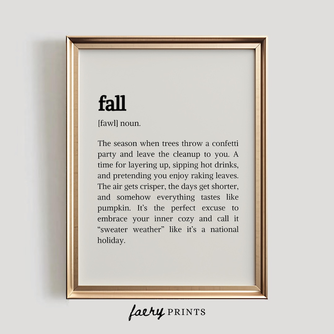 Fall Definition Print | Autumn PRINTABLE Wall Art | Seasonal Fall Decor ...