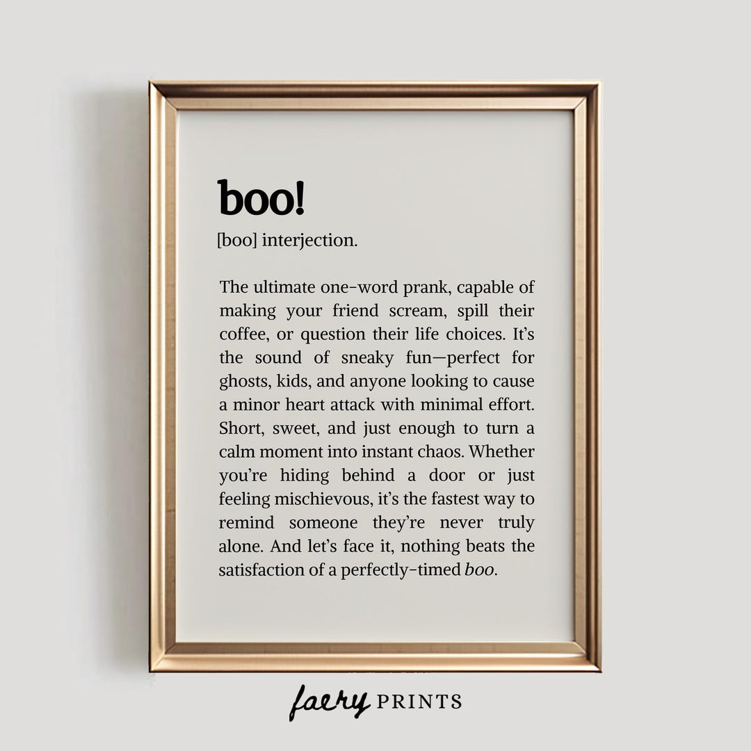 Boo Definition Print | Halloween PRINTABLE Wall Art | Spooky Season ...