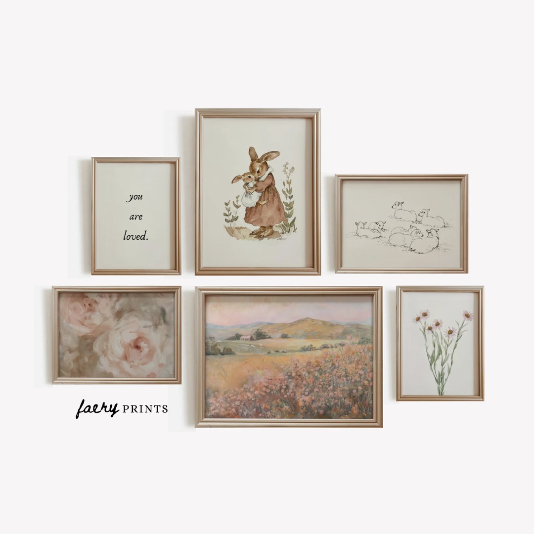 Pink Nursery Gallery Wall Art Set of 6 Nursery Prints PRINTABLE Wall ...