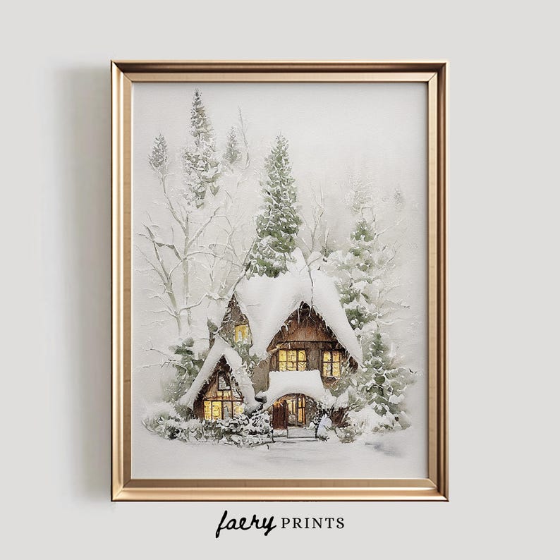 Winter Print | PRINTABLE Wall Art | Snowy White Home Watercolor ...