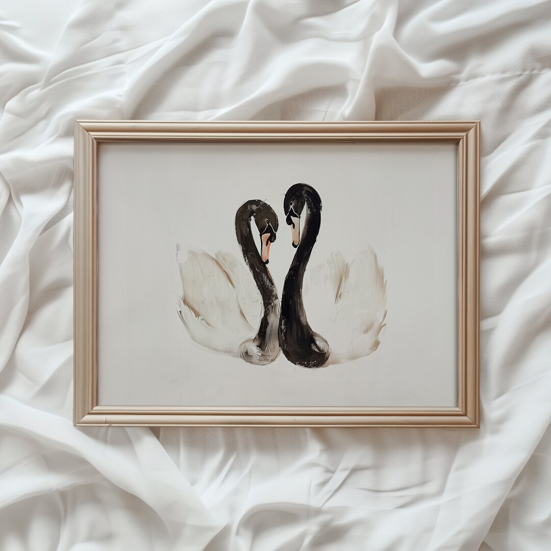 Swan PRINTABLE Wall Art | Monochromatic Swan Print | Neutral Swan Decor ...