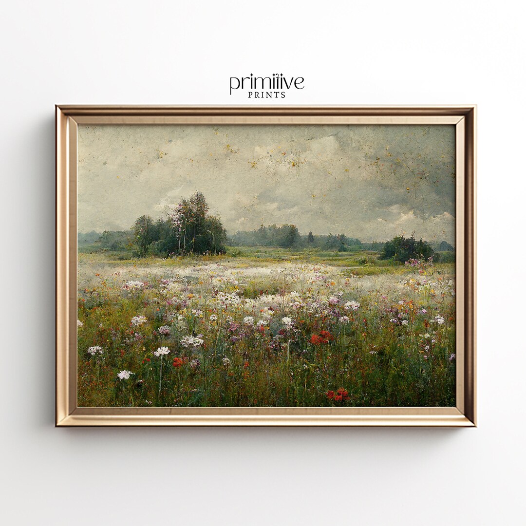 Meadow Landscape Print, Countryside Print, Farmhouse Home Decor, Muted ...