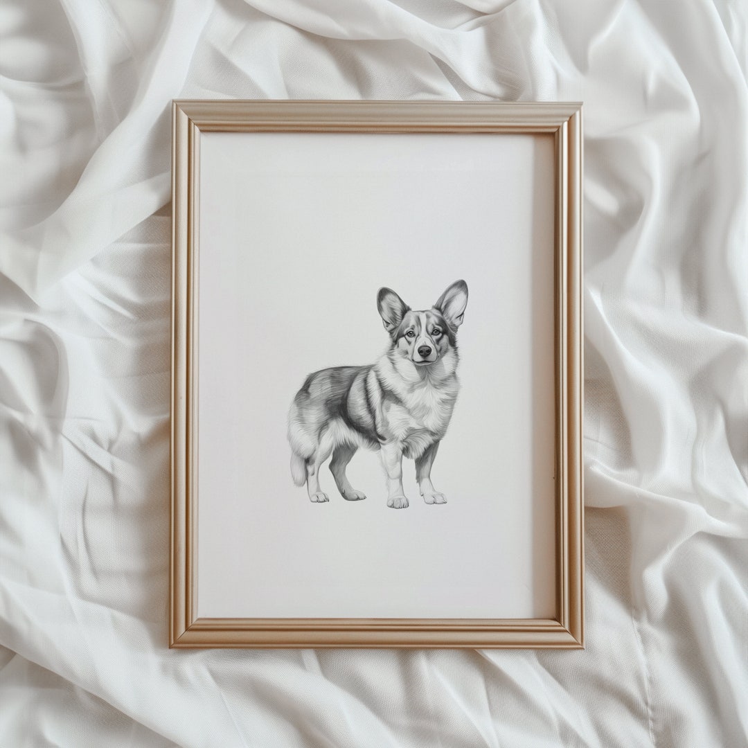 Corgi Print Dog Sketch | Corgi PRINTABLE Wall Art | Pet Digital Artwork ...