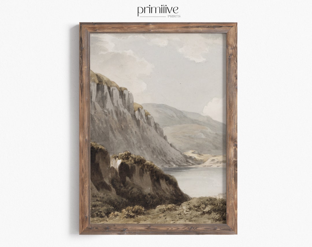 Rustic Landscape Print PRINTABLE Wall Art Scenic Mountainside Painting ...
