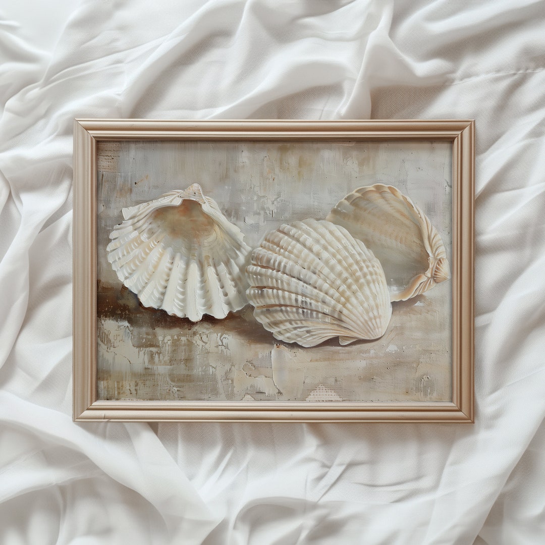 Seashell Beach Print | Vintage PRINTABLE Art | Neutral Soft Tone Shell ...