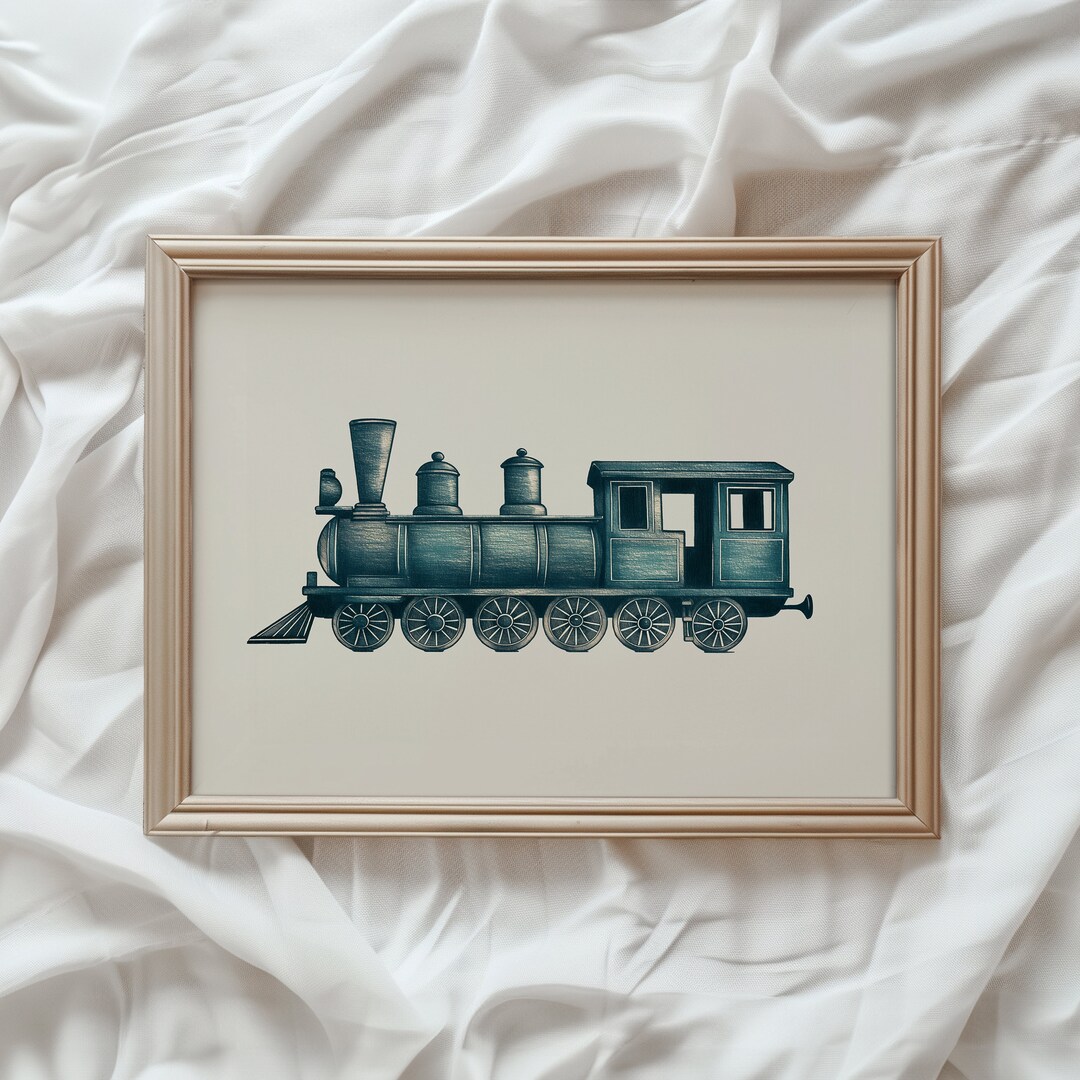 Antique Train Print Vintage PRINTABLE Wall Art Green Train Nursery ...