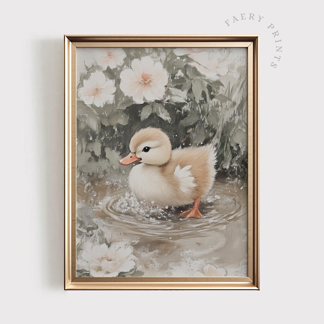 Duckling Print | Vintage Spring PRINTABLE Wall Art | Farmhouse Easter ...