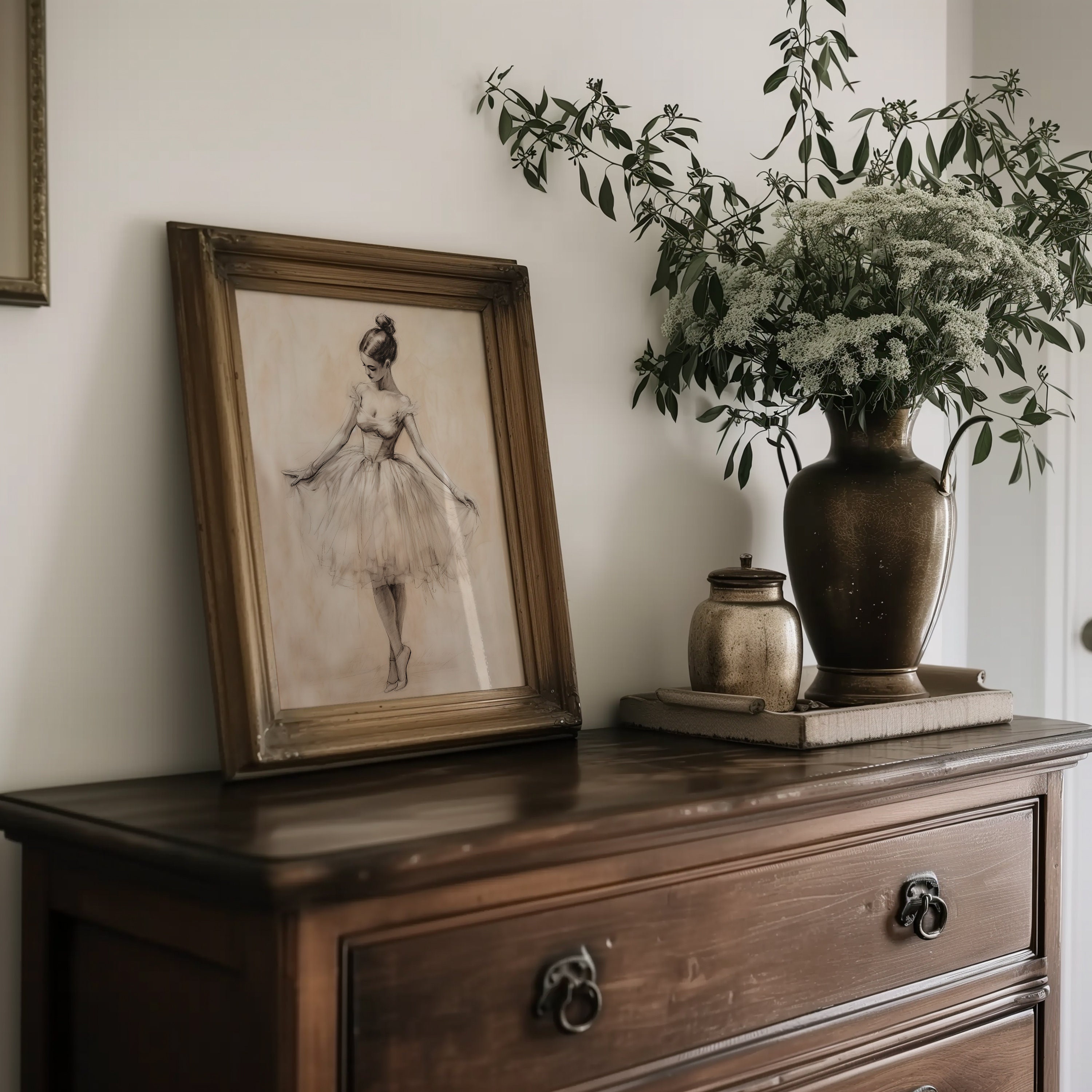 Ballerina Art Print | Vintage PRINTABLE Wall Art | Delicate Dancing Art ...