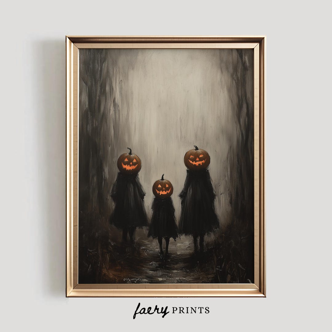 Spooky Halloween Print | Pumpkin Head PRINTABLE Wall Art | Scary ...