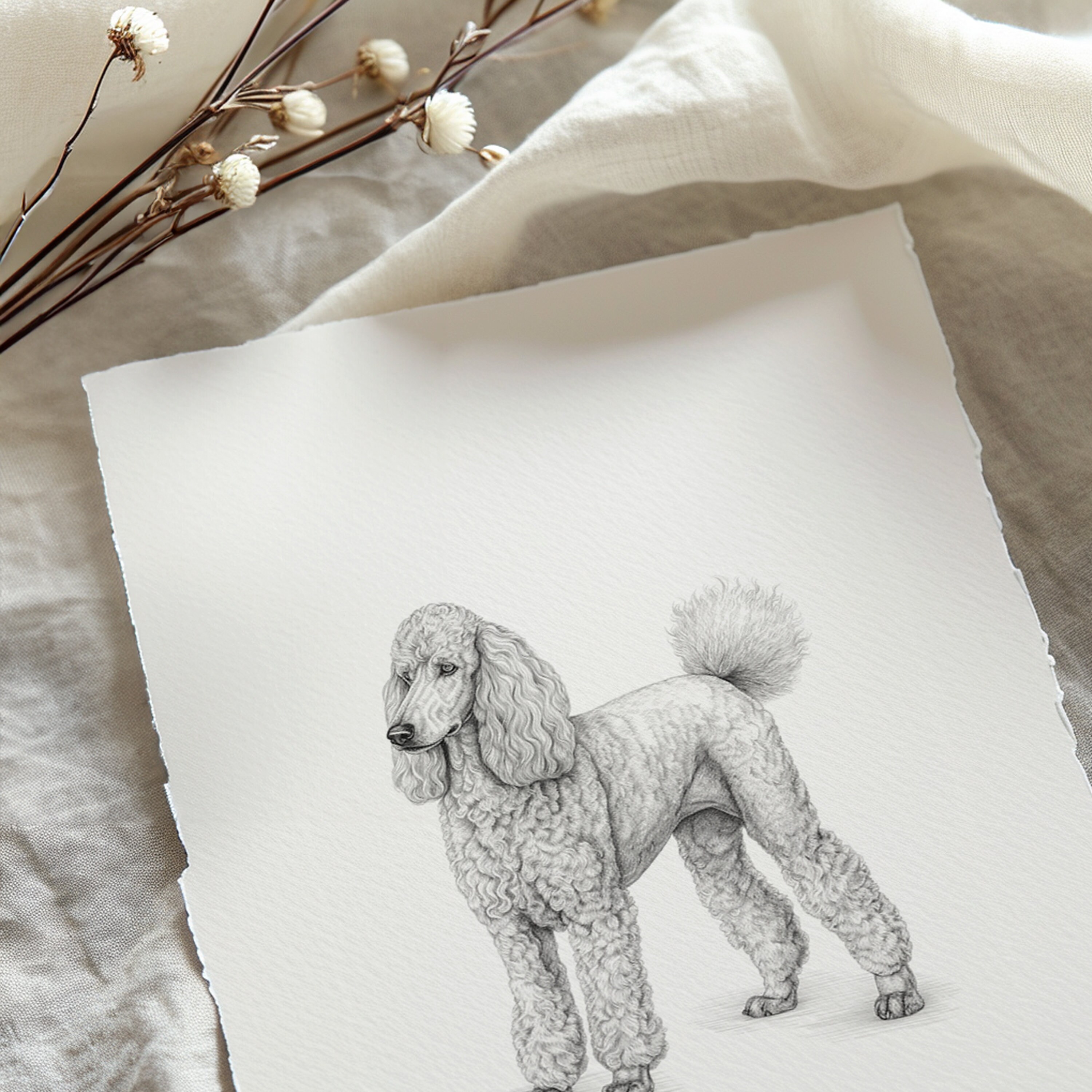Poodle Dog Sketch Print | Dog PRINTABLE Wall Art | Pet Digital Artwork ...