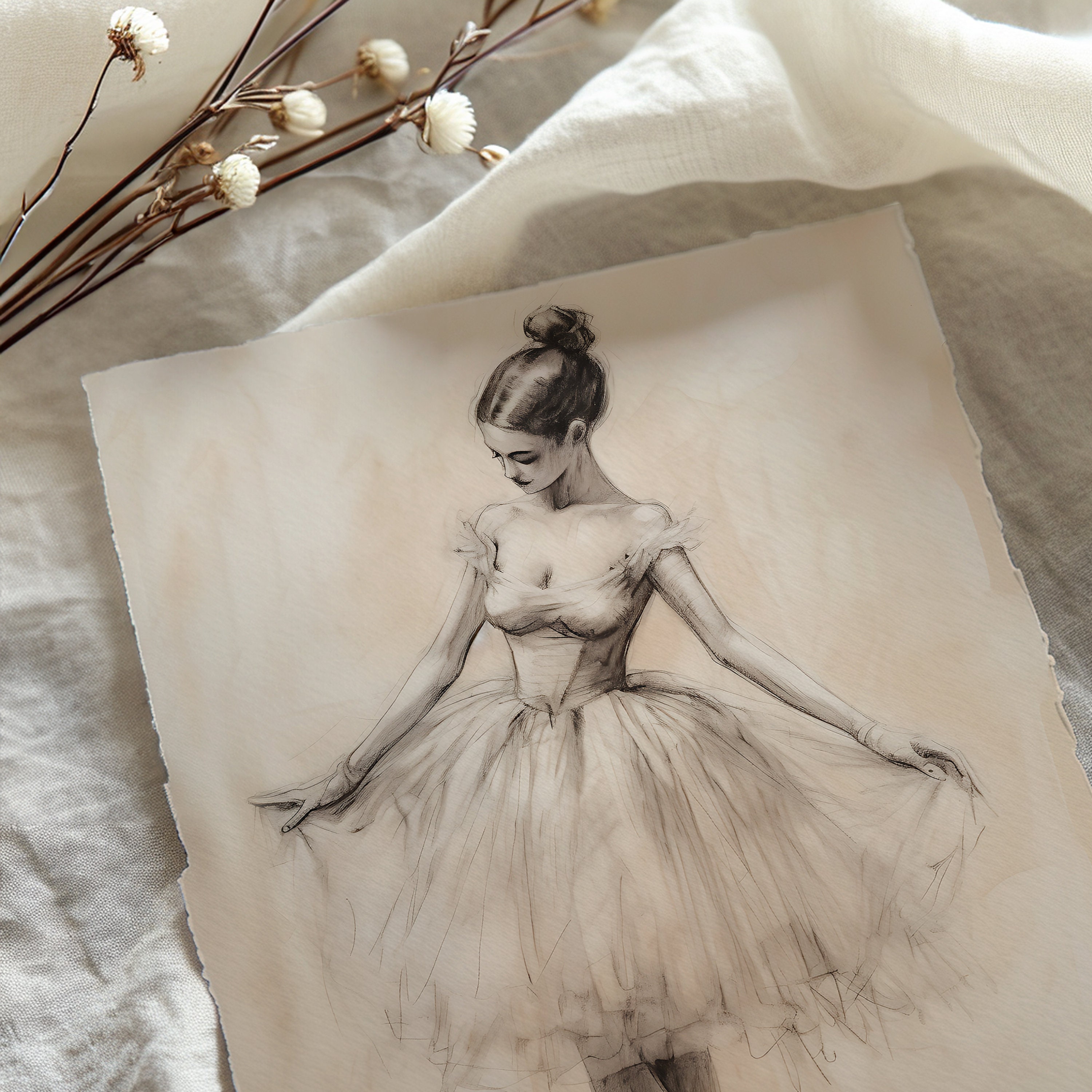 Ballerina Art Print | Vintage PRINTABLE Wall Art | Delicate Dancing Art ...