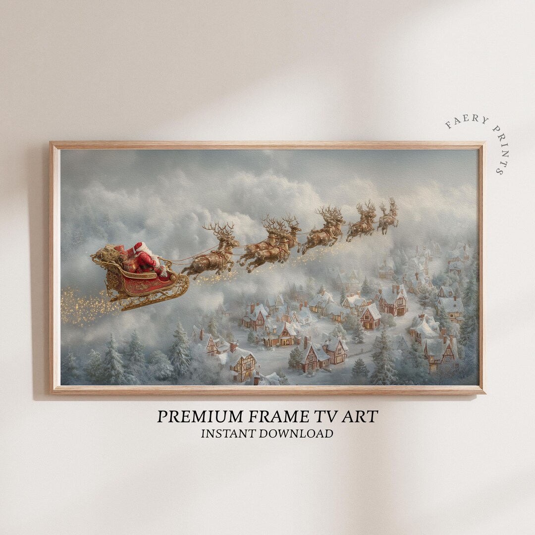 Santa Sleigh Ride Christmas Frame TV Art (digital Download) - Etsy