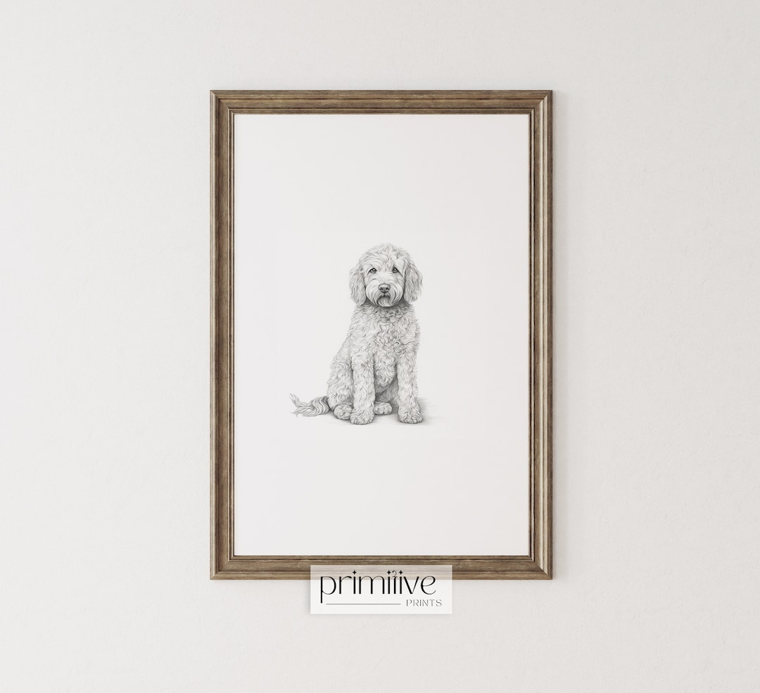 Goldendoodle Print Doodle Dog Sketch PRINTABLE Wall Art Pet Digital ...