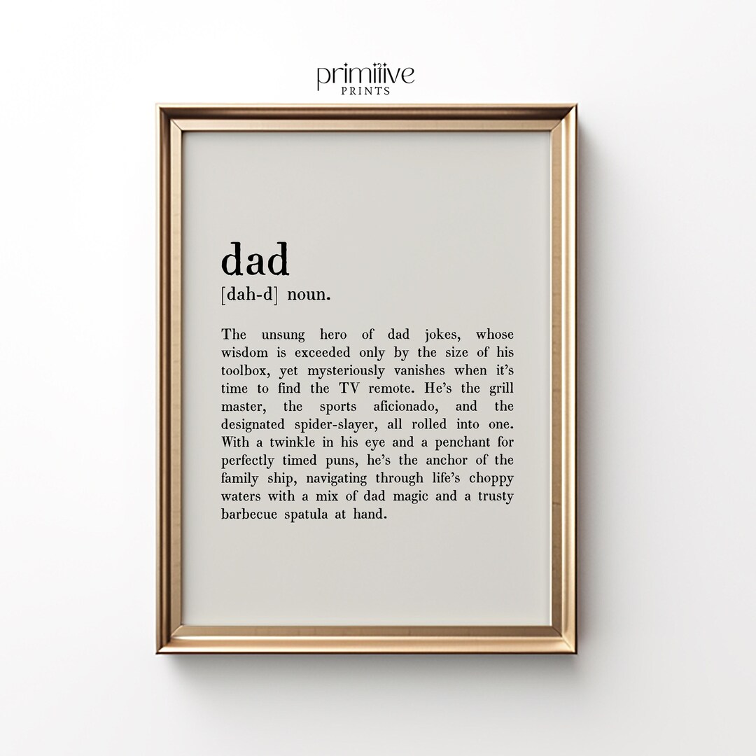 Dad Definition Print Dad PRINTABLE Wall Art Dad Poster Fathers Day Gift ...