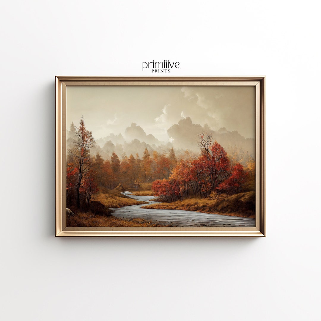 Autumn Landscape Print, Fall Foliage Art, Autumn Trees Wall Decor, Fall ...