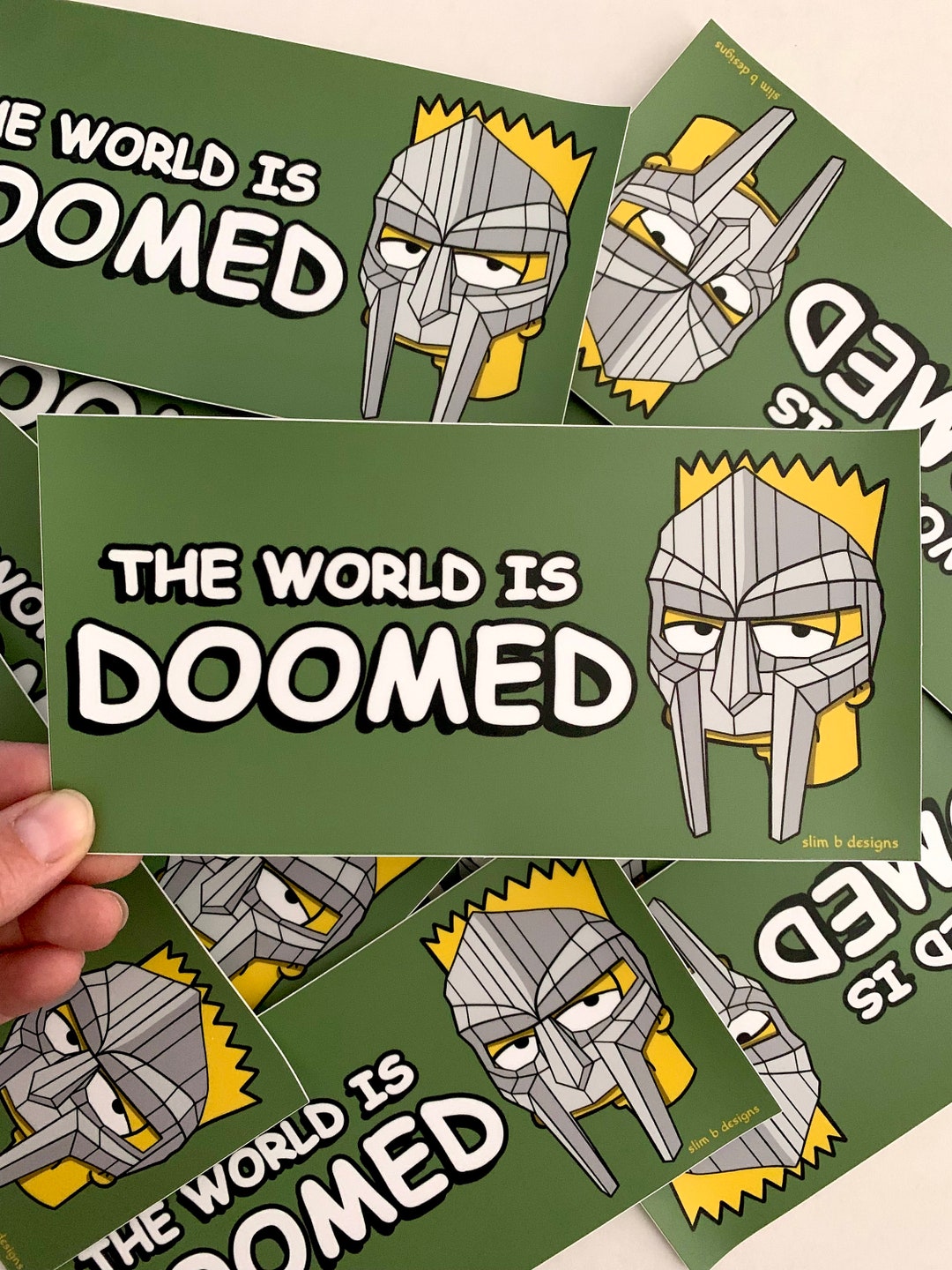 The World is Doomed Bumper Sticker-mf Doom X Bart Simpson - Etsy