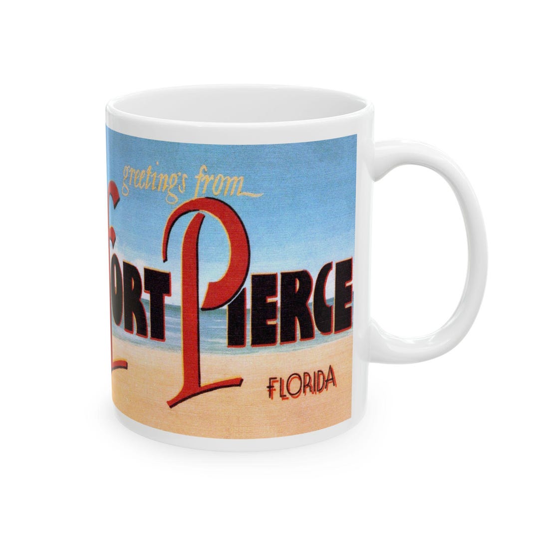 Memebly Vintage Beach Greetings From Fort Pierce FL Florida Coffee Mug ...