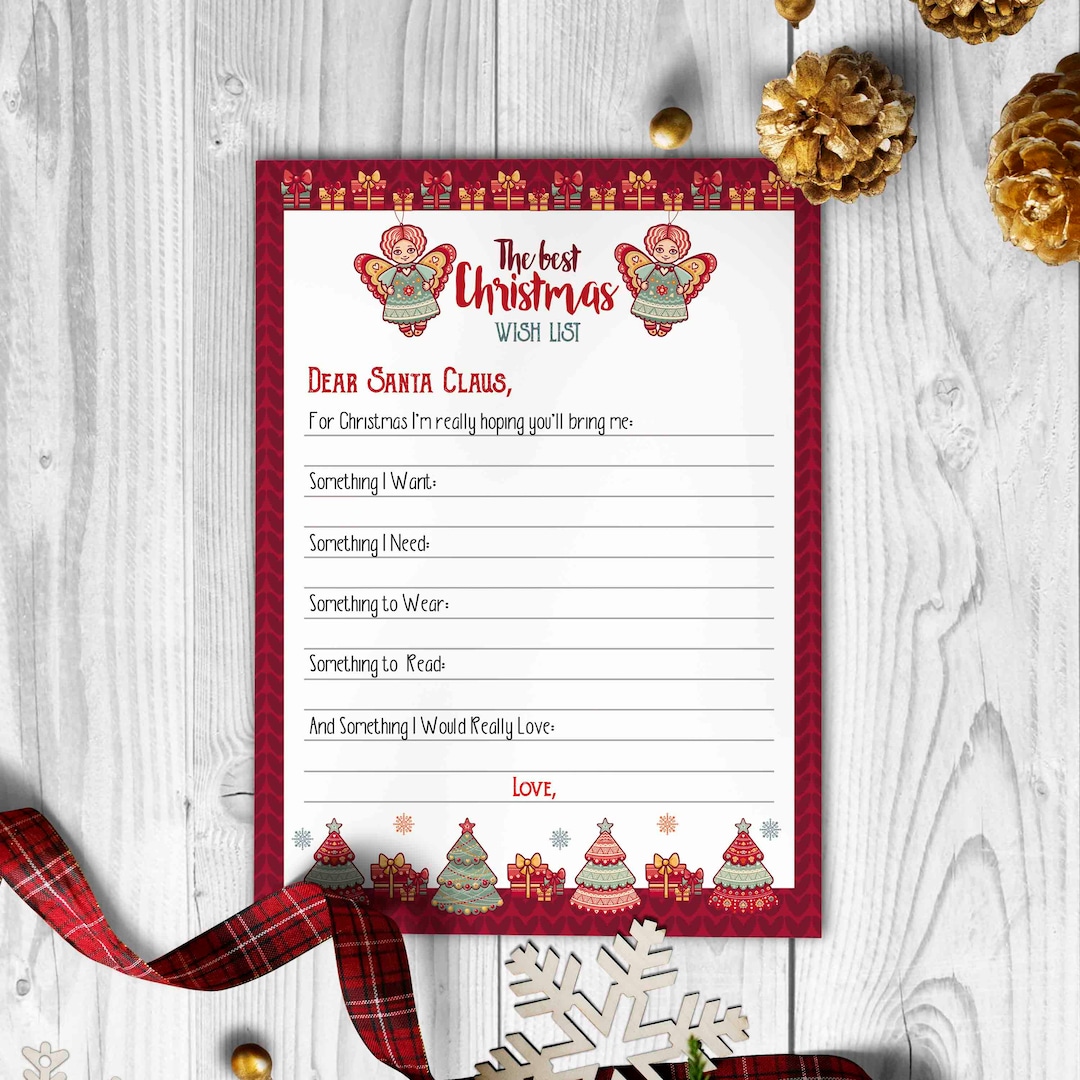 Vintage Santa Letter, Dear Santa Claus Wish List Letter, Christmas Wish ...