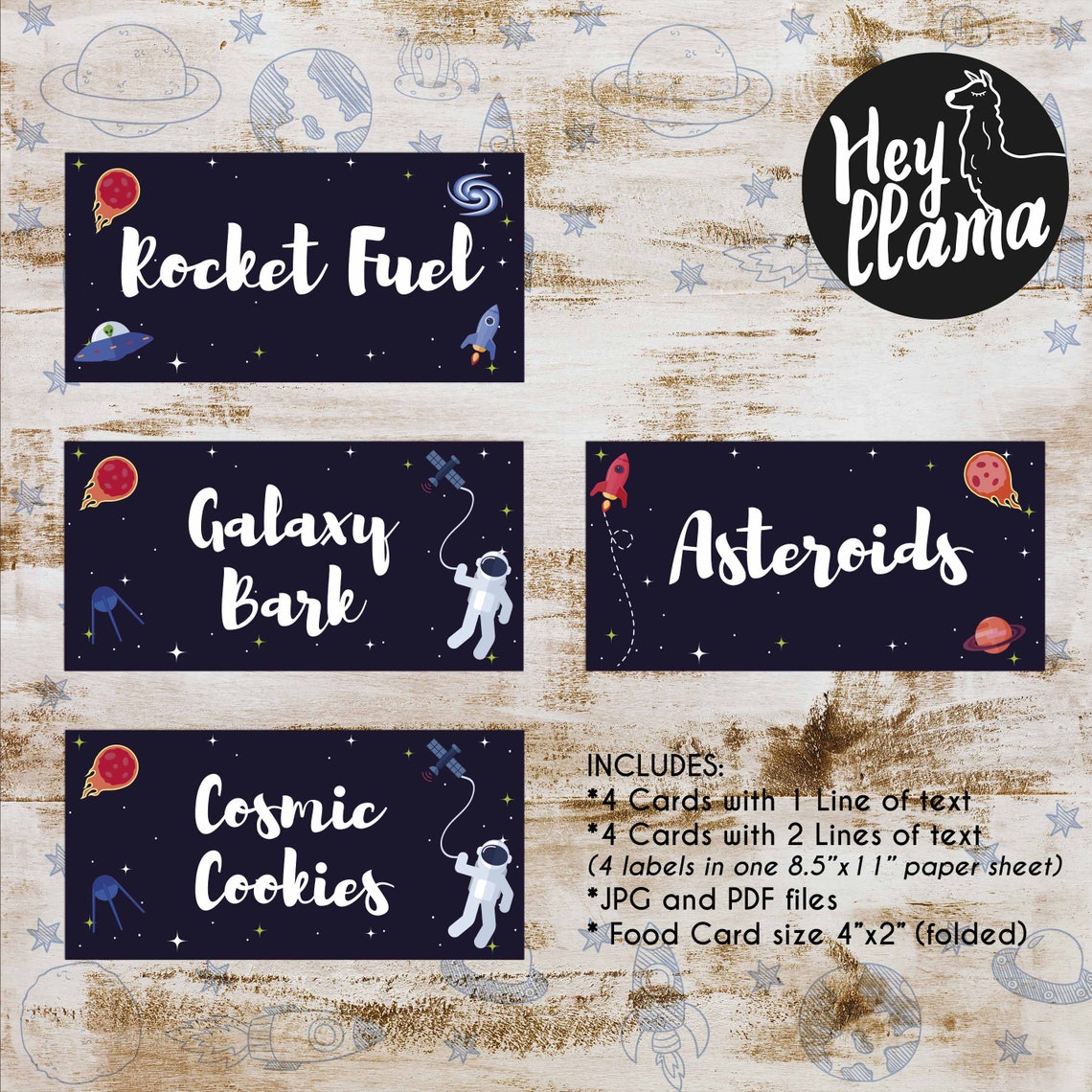 Space Food Cards Tent Card Outer Space Decorations Space - Etsy