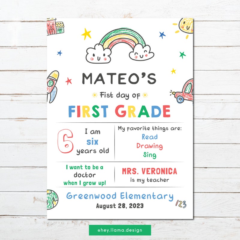 First Day of 1st Grade - Etsy