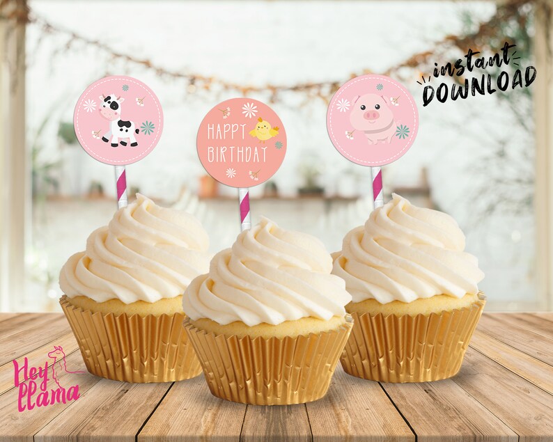 Barnyard, Farm Cupcakes Toppers, Cupcake Toppers, Farm Birthday ...