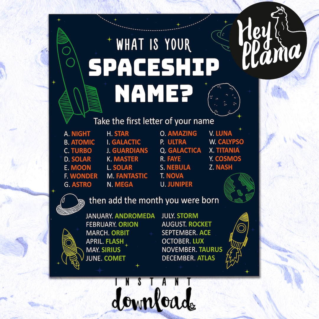 Spaceship Birthday Party Name Game, Space Themed Birthday Party Name ...