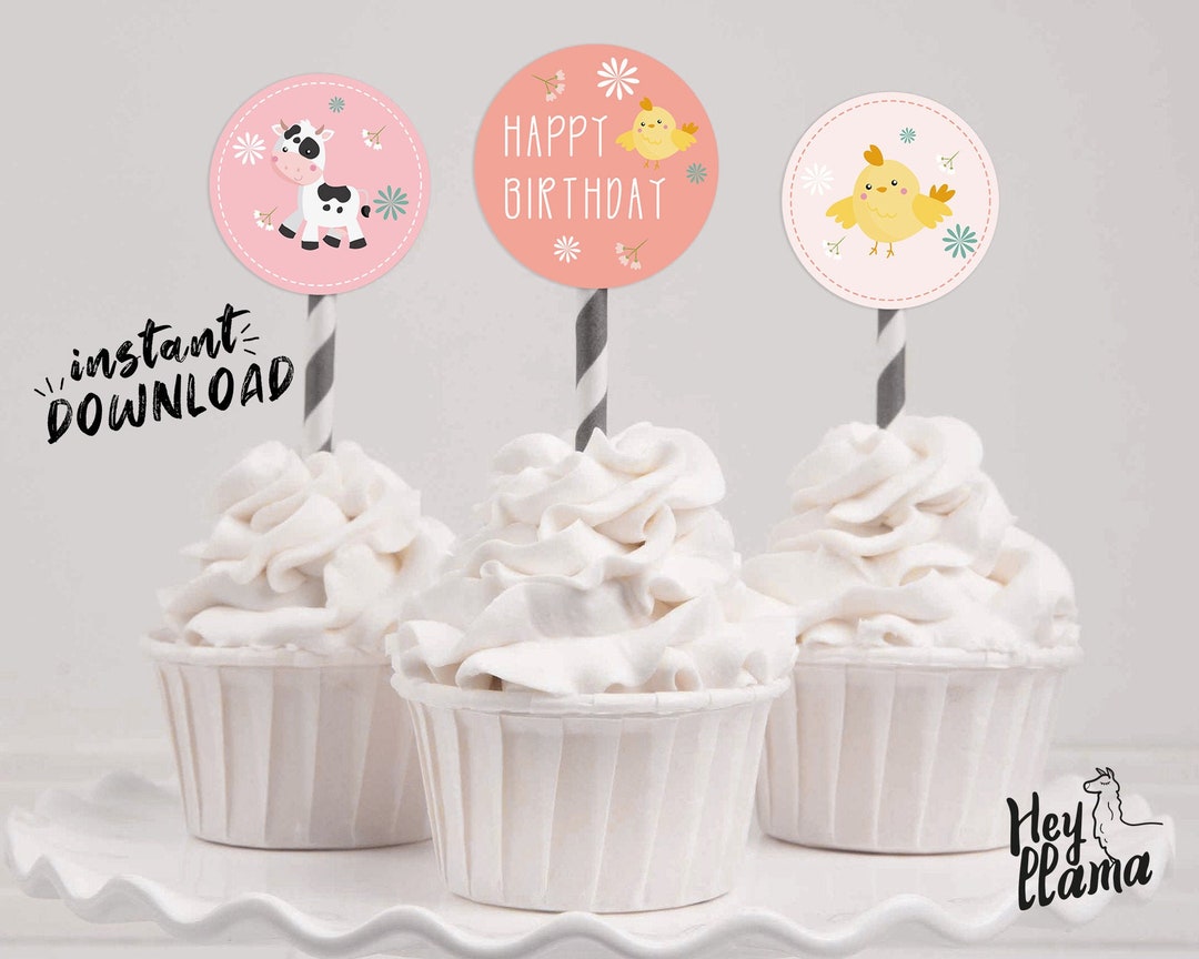 Barnyard, Farm Cupcakes Toppers, Cupcake Toppers, Farm Birthday ...