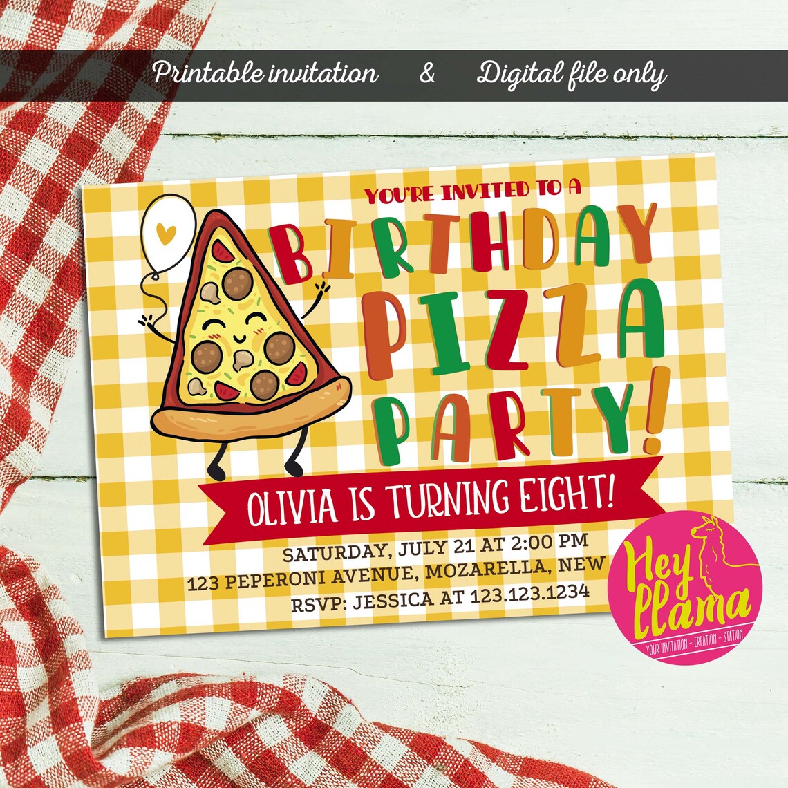 Pizza Party Invitation, Printable Pizza Making, Birthday Pizza ...