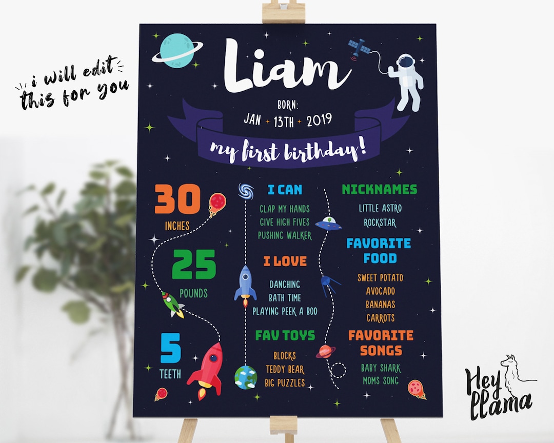 Space Birthday Poster, Out of This World Birthday, Outer Space Birthday ...