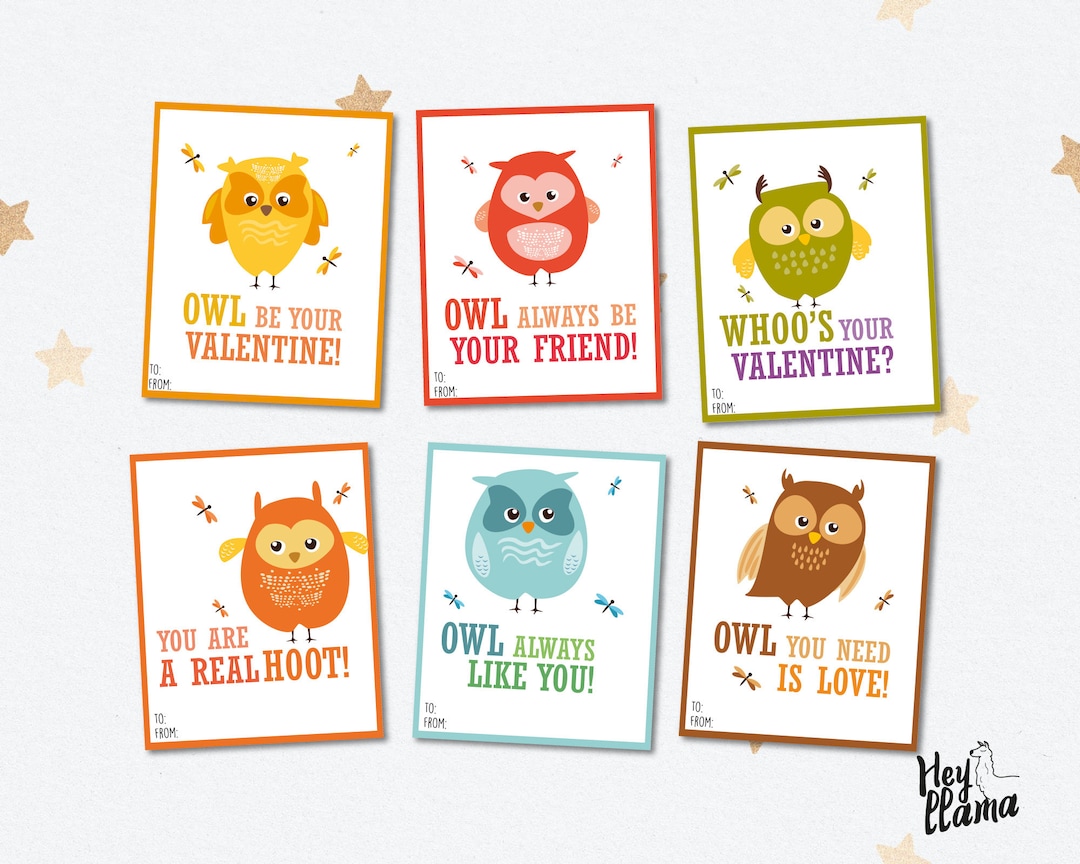 INSTANT DOWNLOAD, Cute Owl Valentine's Day Cards, Owl Puns Valentine's ...