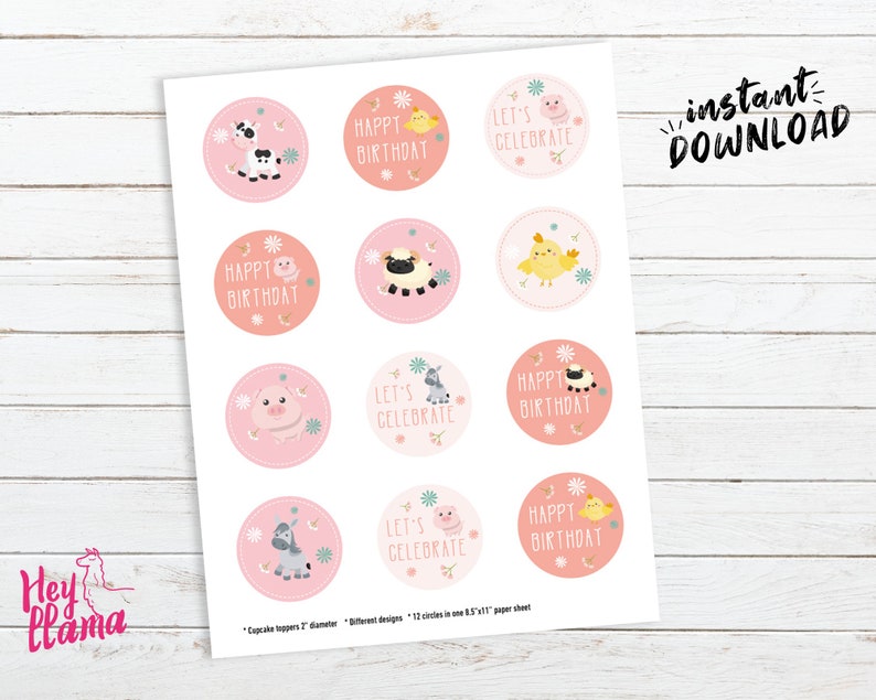 Barnyard, Farm Cupcakes Toppers, Cupcake Toppers, Farm Birthday ...