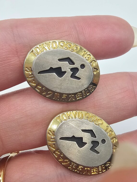 Vintage 1964 Tokyo Olympics Track Cufflinks/men's acc… - Gem