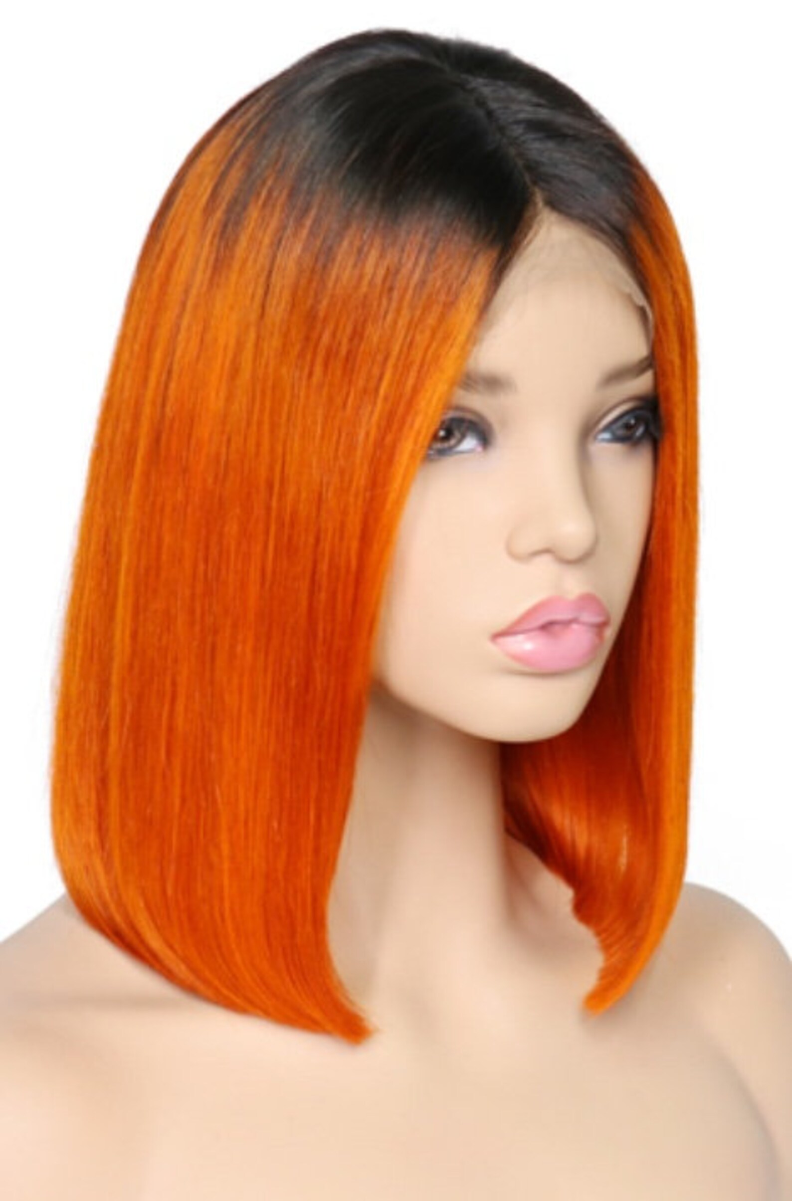 Ombre Orange Color Lace Frontal Human Hair Wigs Brazilian Remy | Etsy
