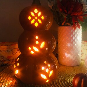 LED CERAMIC Stacked White or Orange Pumpkin Stacked Ceramic - Etsy
