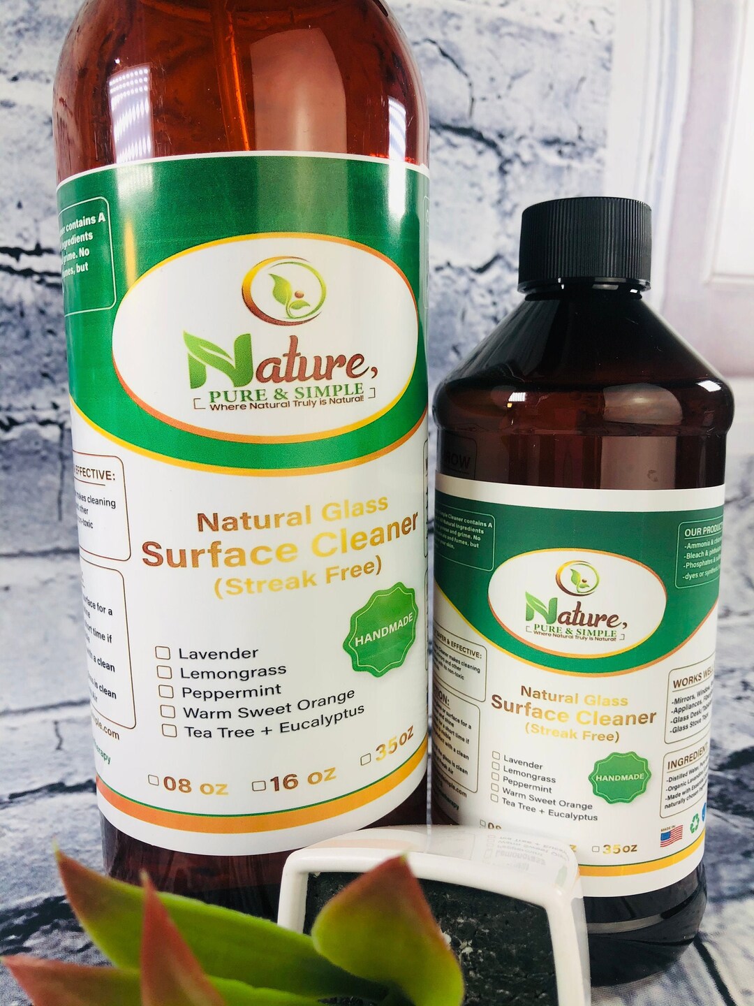 All-natural Glass + Surface Cleaner - Streak Free-organic Glass Cleaner ...