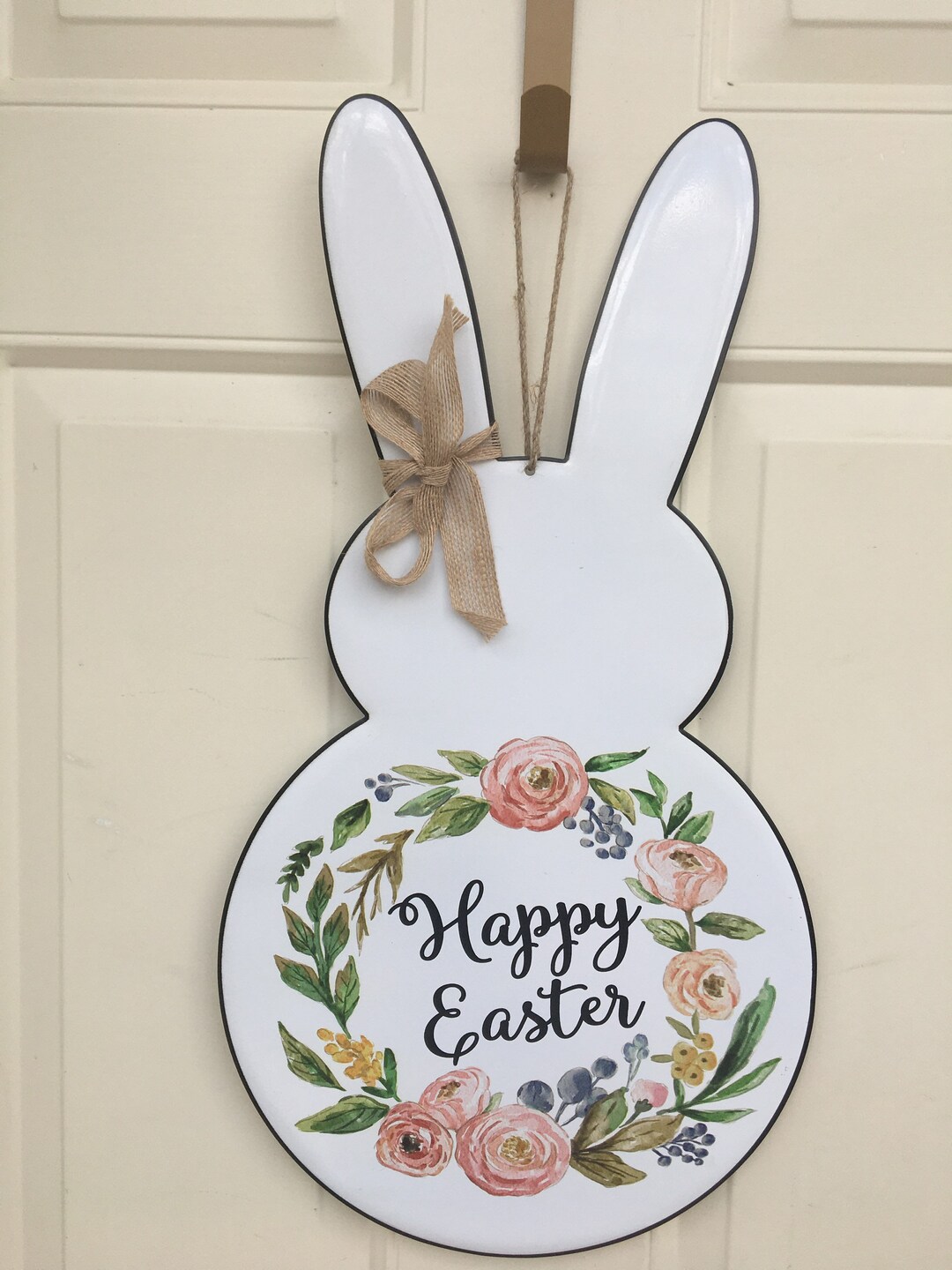 HAPPY EASTER RABBIT Wall Art-bunny Door Sign Hanger, Easter Bunny ...