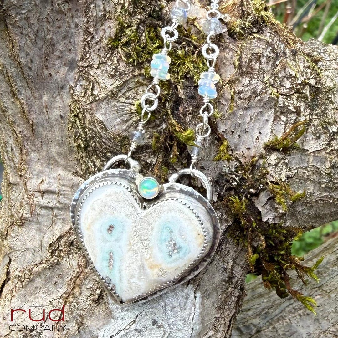 Solar Quartz Heart Necklace With Ethiopian Opal and Labradorite ...
