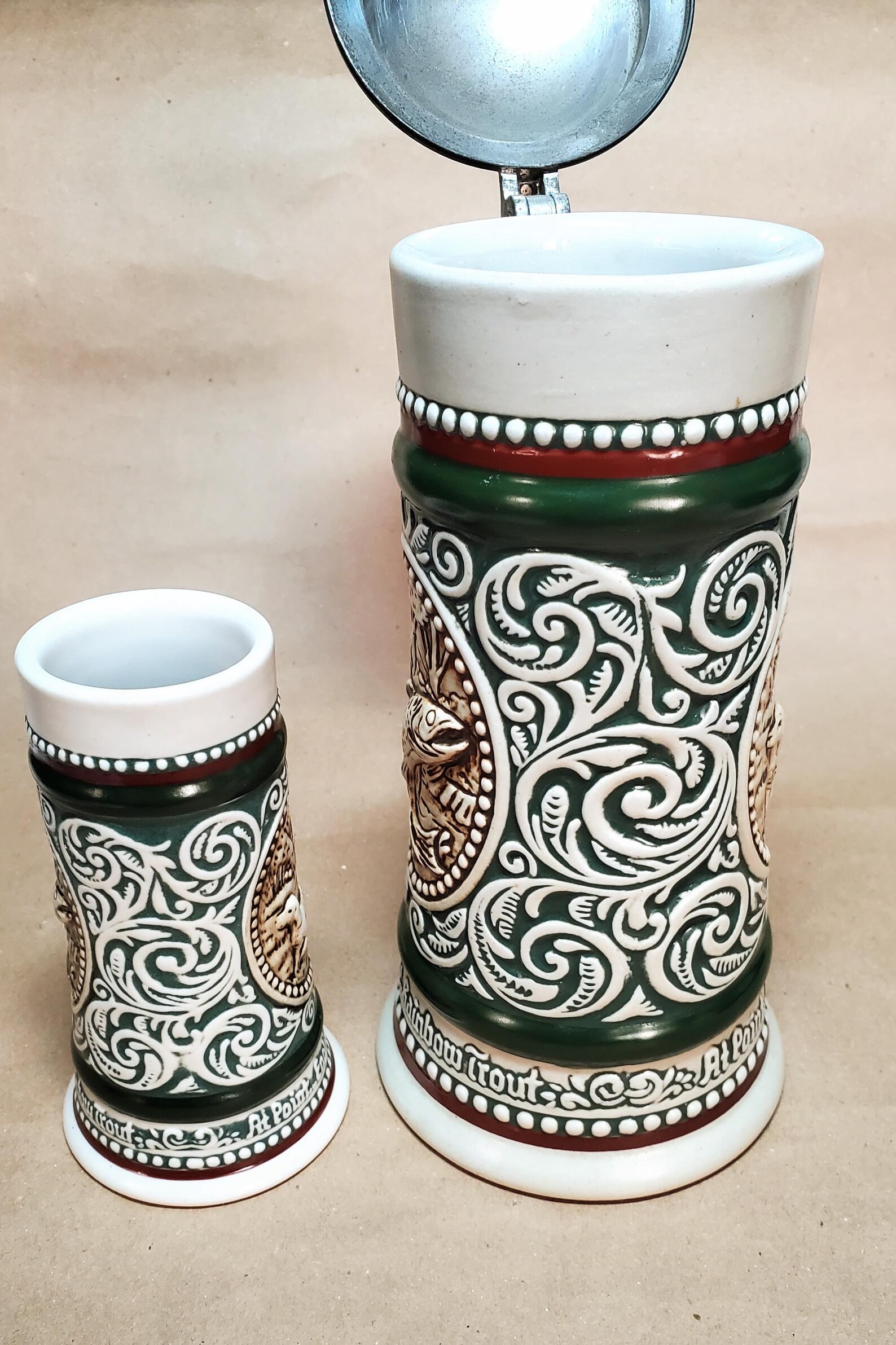 Vintage AVON Large and Small Beer Stein Mugs - English Setter ...