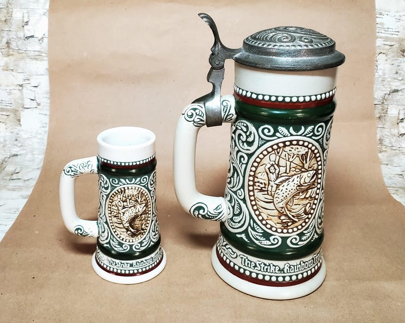 Vintage AVON Large and Small Beer Stein Mugs - English Setter ...