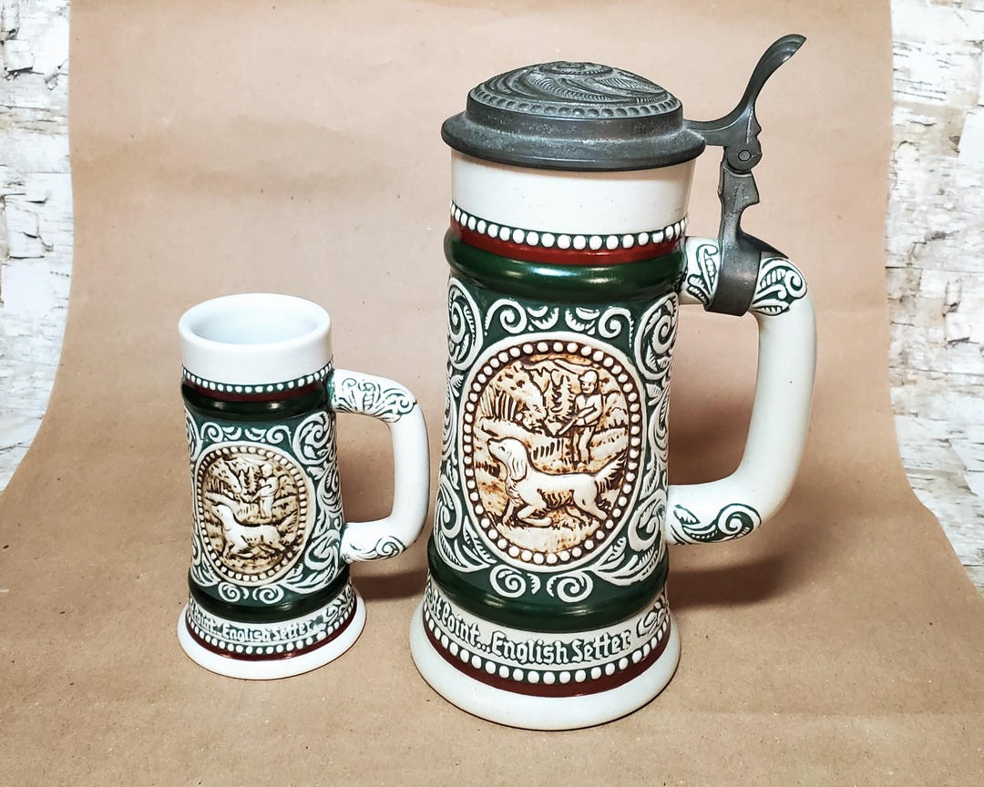 Vintage AVON Large and Small Beer Stein Mugs - English Setter ...