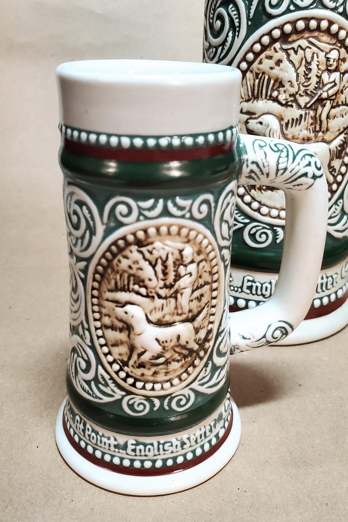 Vintage AVON Large and Small Beer Stein Mugs - English Setter ...