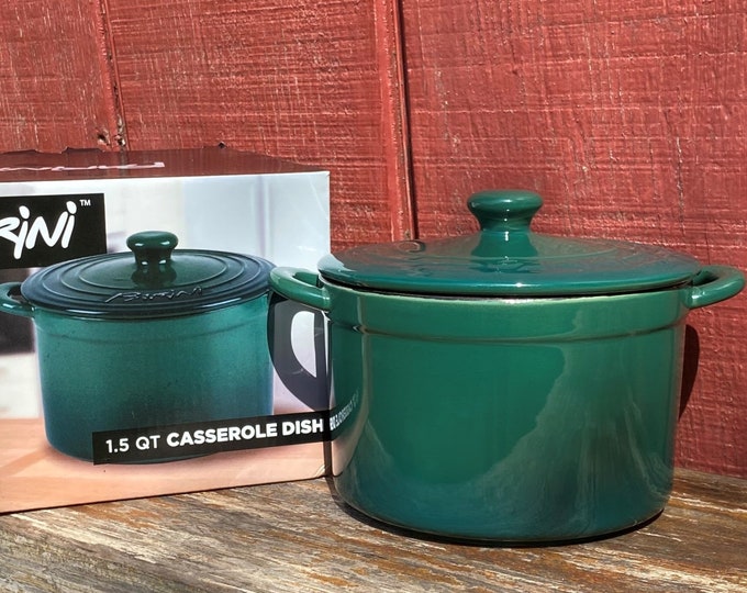 1.5 QT Parini Casserole Dish With Lid in Box - Stoneware Ceramic With ...