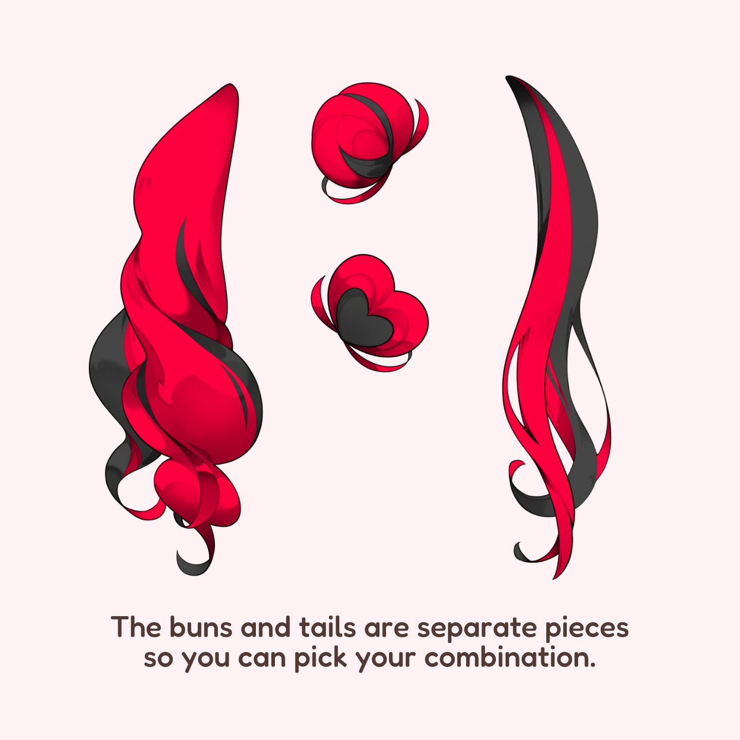 Rigged Vtuber Hair: Buns & Twin Tails - Animated Live2d Asset - Etsy