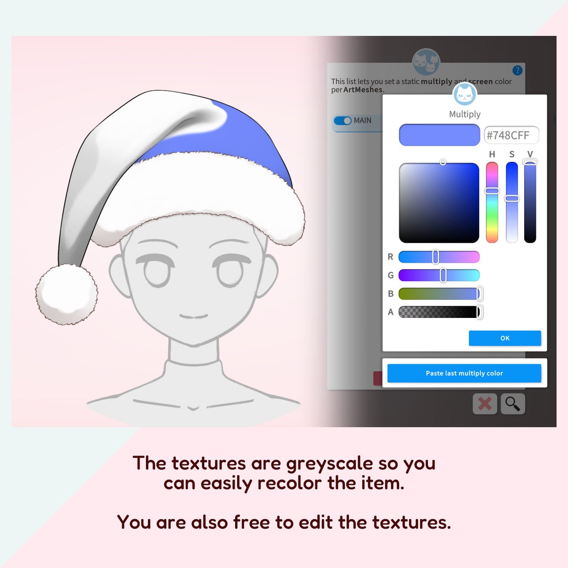 Rigged Vtuber Santa Hat: Animated Christmas Costume (live2d) - Etsy