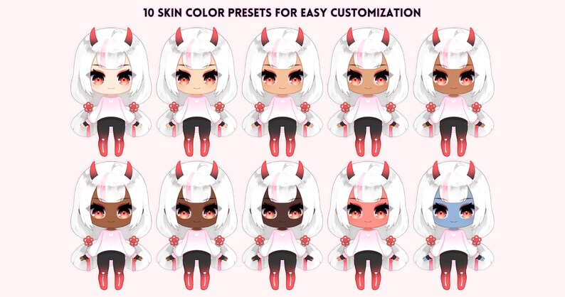 Chibi Vtuber Model • Ready to Use Demon Girl With Horns, Animated ...